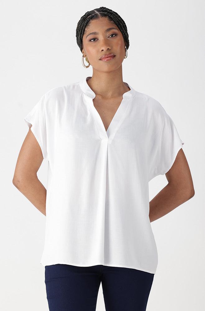 Dunns Clothing | Edith Portofino Hi Low Hem Top _ 162114 _ White | R139