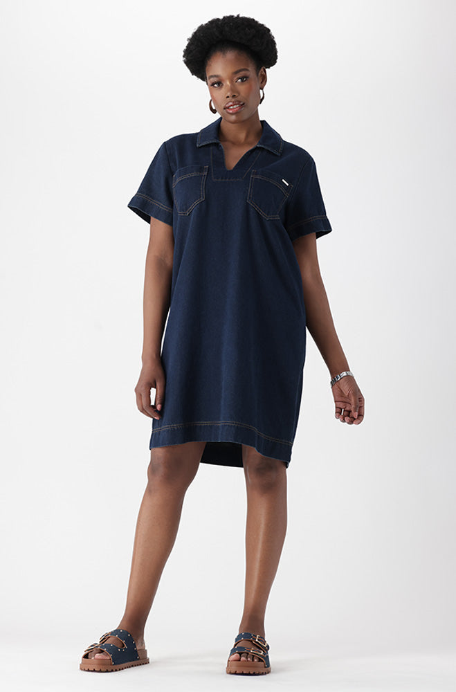 AMARA DENIM CHEST POCKET DRESS – Dunns