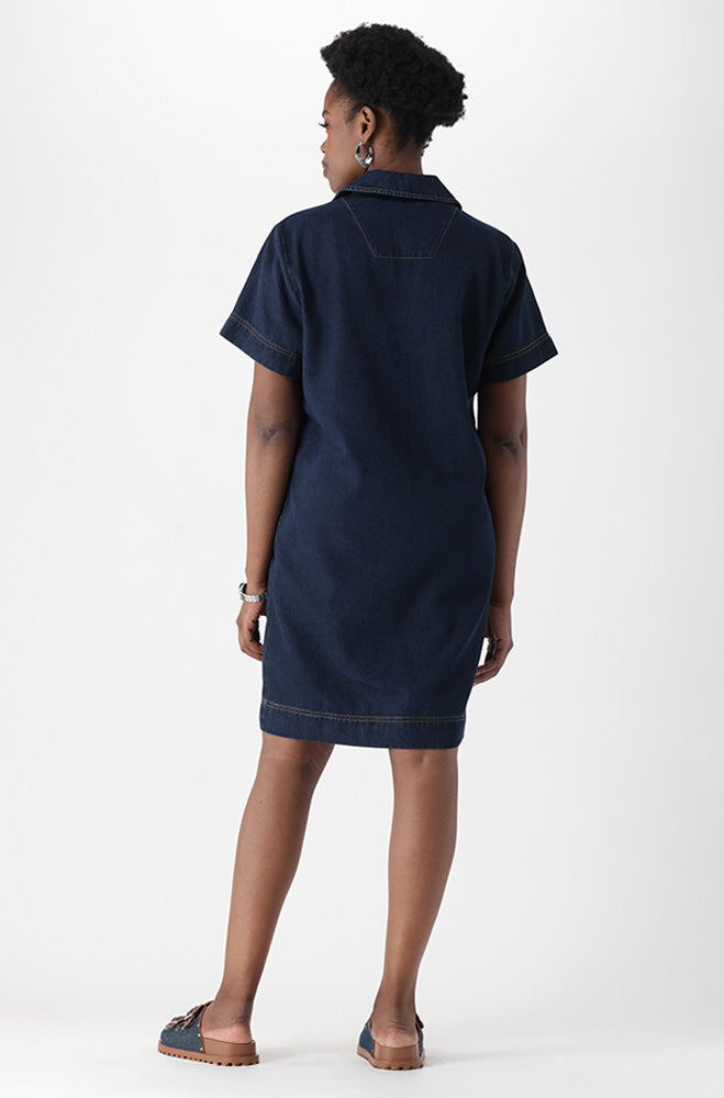 AMARA DENIM CHEST POCKET DRESS – Dunns